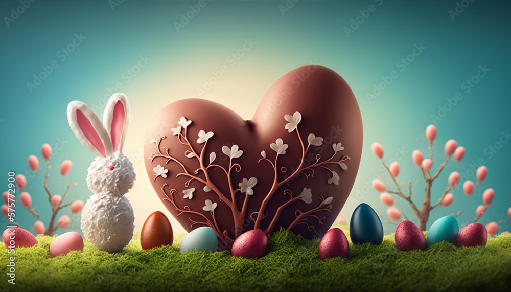 easter heart, heart-shaped chocolate egg, easter bunny, giant chocolate ...
