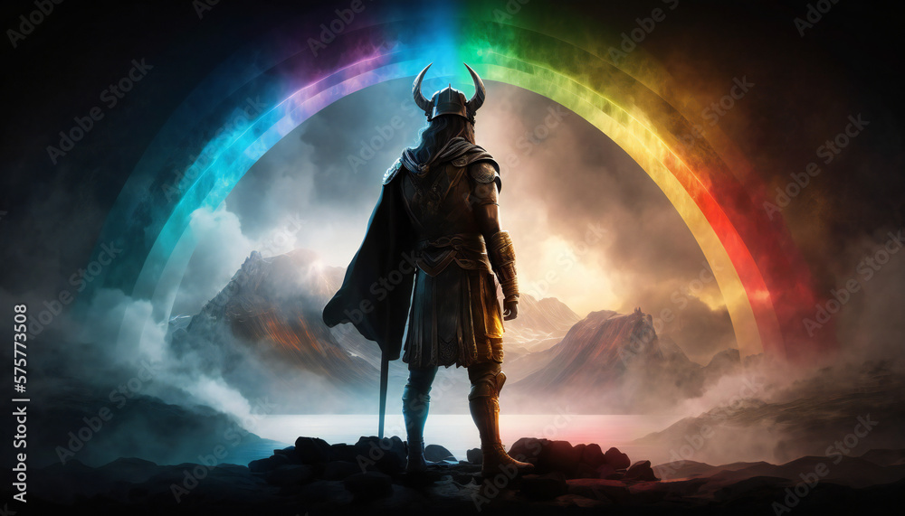 Heimdall the watchman of the gods, standing guard over Bifrost, the ...