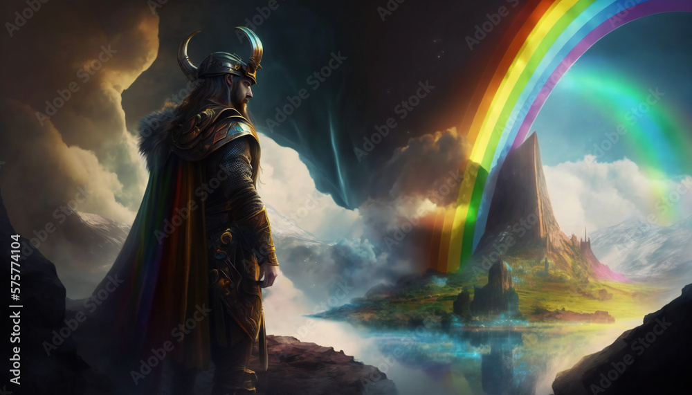 Heimdall the watchman of the gods, standing guard over Bifrost, the ...