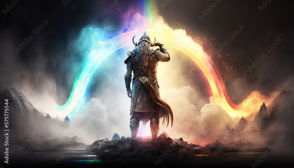Heimdall the watchman of the gods, standing guard over Bifrost, the ...