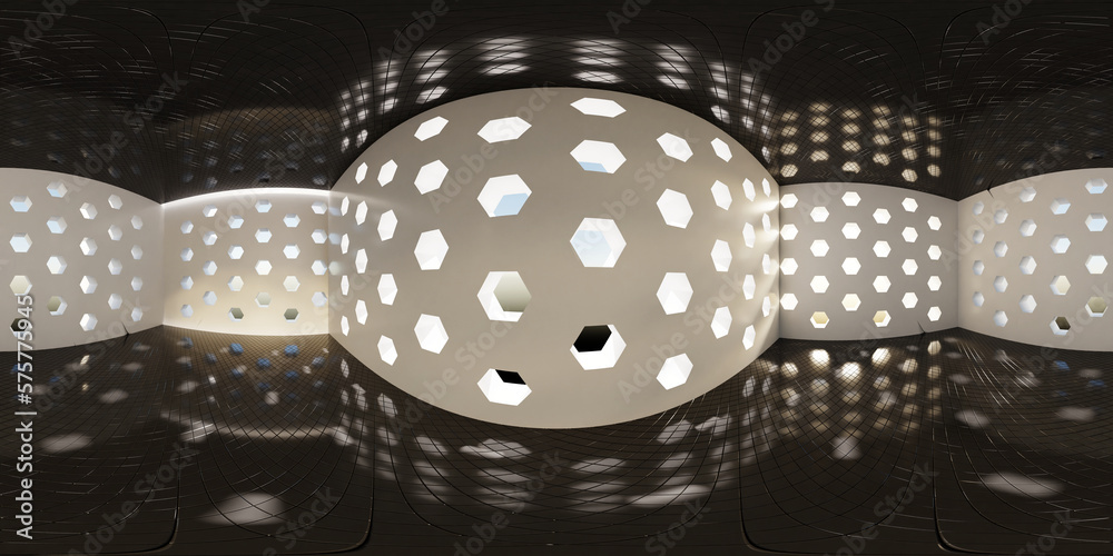 HDRI map, 360 degree environment panorama background with bright lights ...