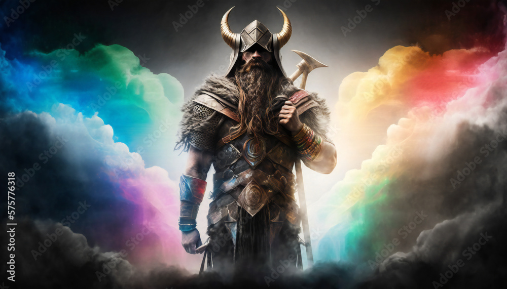 Heimdall the watchman of the gods, standing guard over Bifrost, the ...