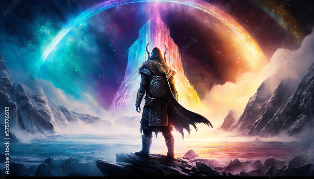 Heimdall the watchman of the gods, standing guard over Bifrost, the ...