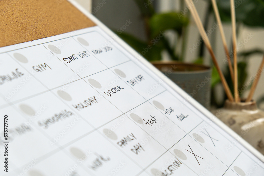 Monthly PLANNER filled with appointments and plans for next month. Busy ...