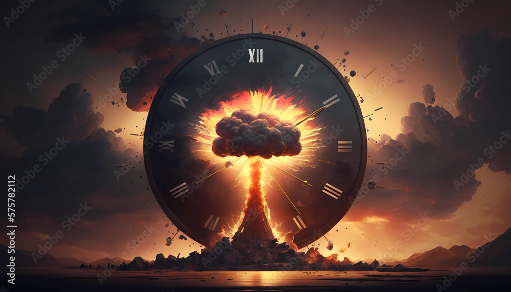 Doomsday Clock, nuclear war. Countdown to midnight, atomic bomb ...