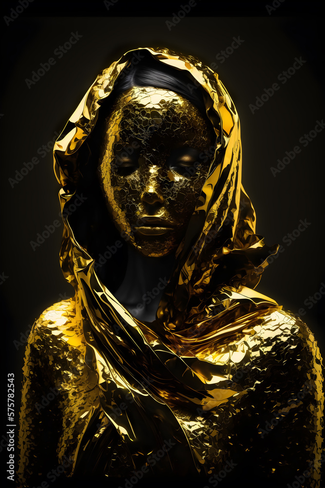 Artistic composition of an imaginary female face with abstract elements ...