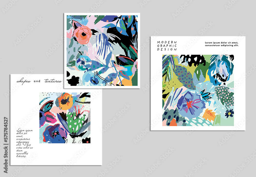 Set of Floral Cards Layout Stock Template | Adobe Stock