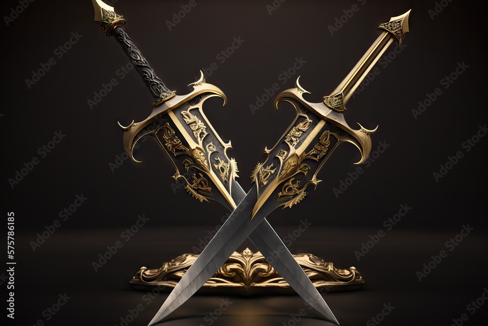 Crossed Swords as a Sign of Power and Clash of Powers with high details ...