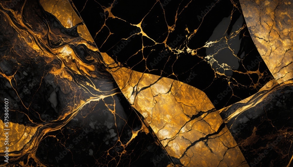 Regal Obsidian: A Majestic Black Marble Texture with Gold Highlights ...