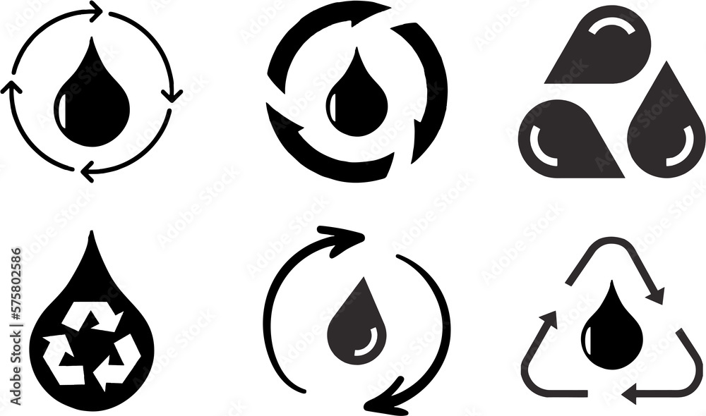 Water recycle icons. Recycle water, Save water, save lives, icons for ...