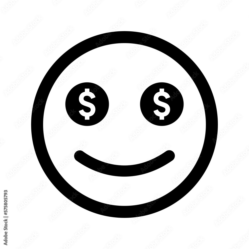 Character, emoji, self complacent icon. Black vector graphics. Stock ...