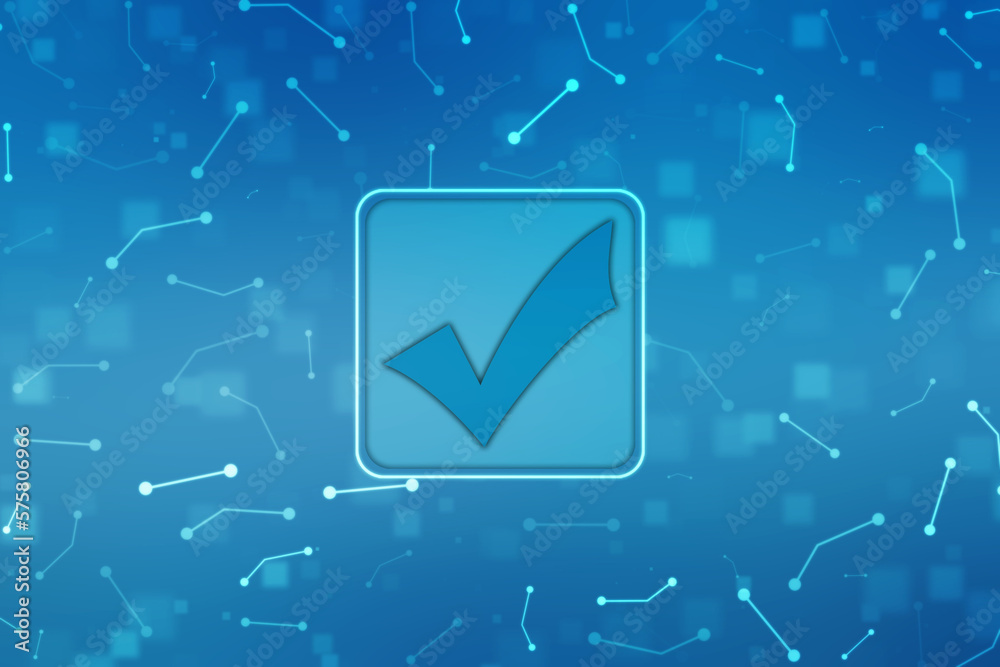 Check mark symbol in digital background, Technology abstract background ...