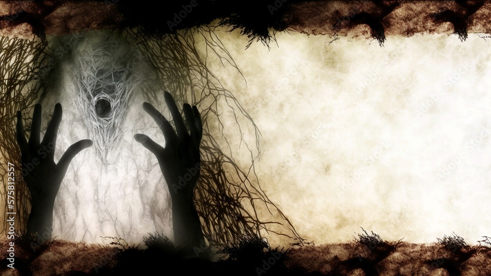 White background of hideous texture of two strange hands with space for ...