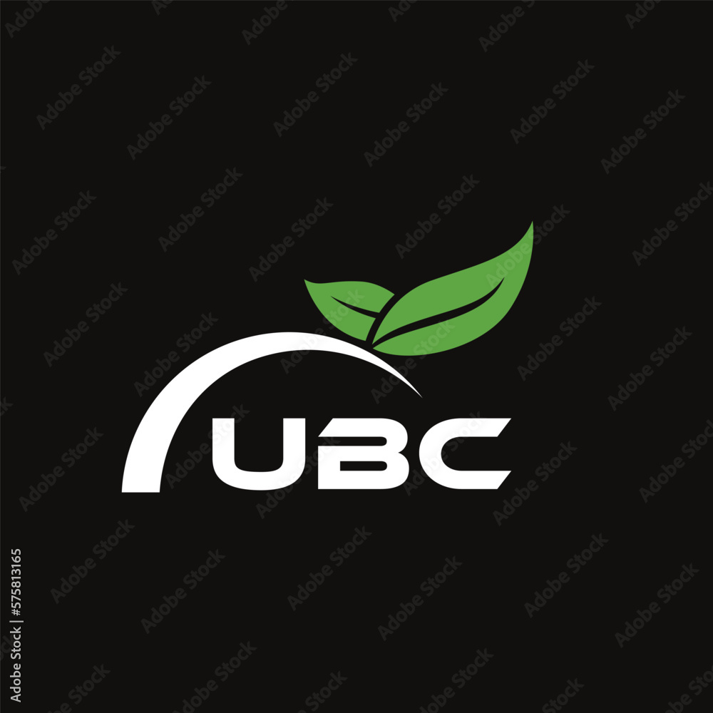 UBC letter nature logo design on black background. UBC creative ...