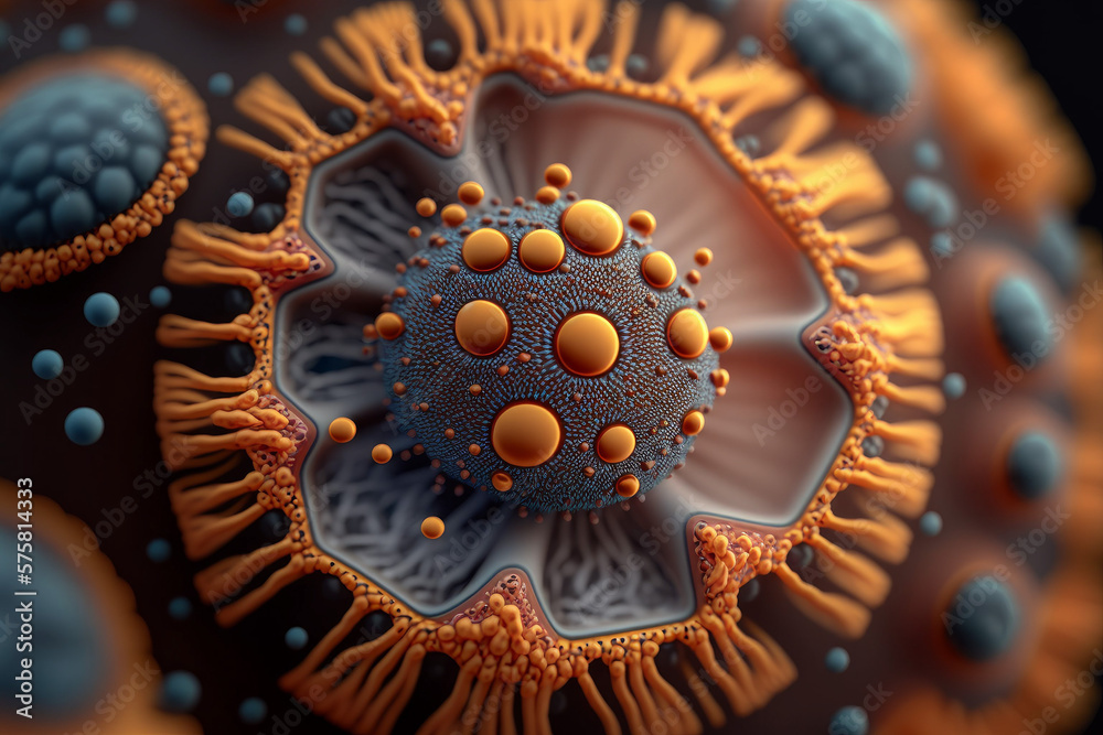 A photorealistic ai artwork of a futuristic medical scan of a virus ...