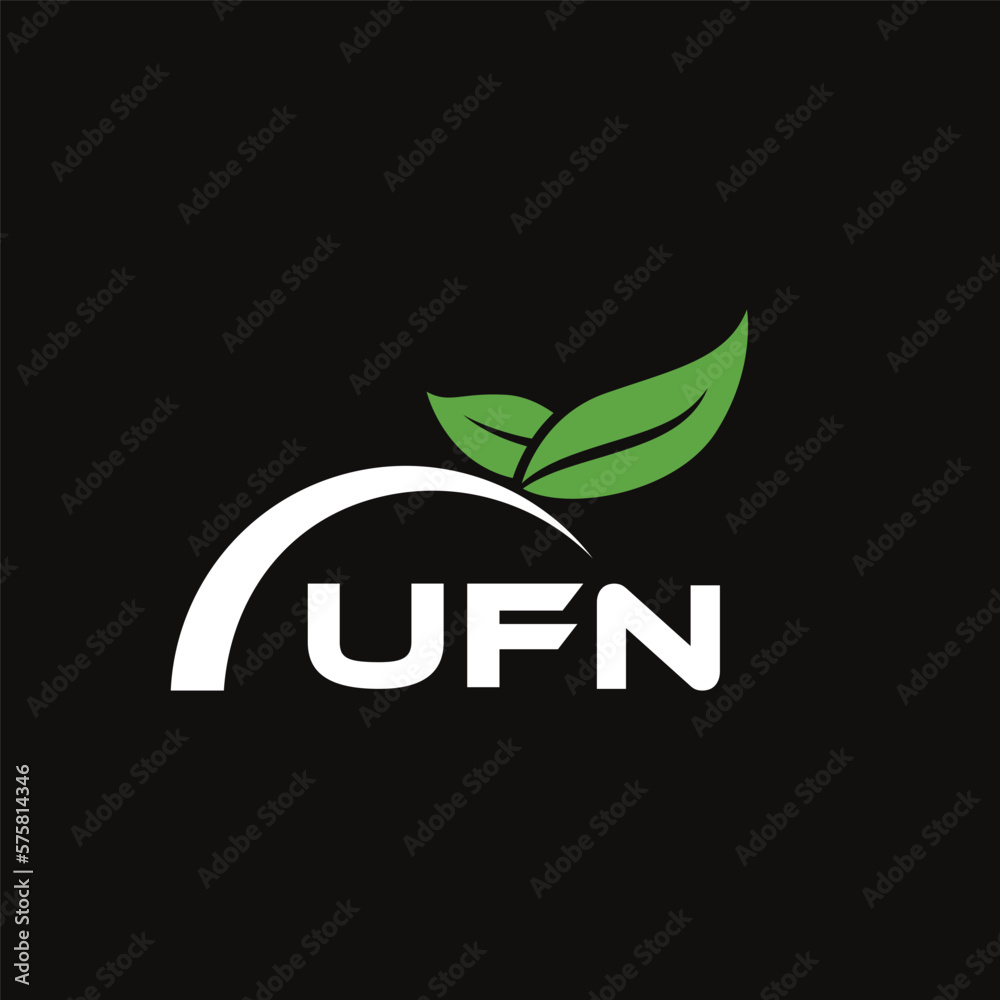 UFN letter nature logo design on black background. UFN creative ...