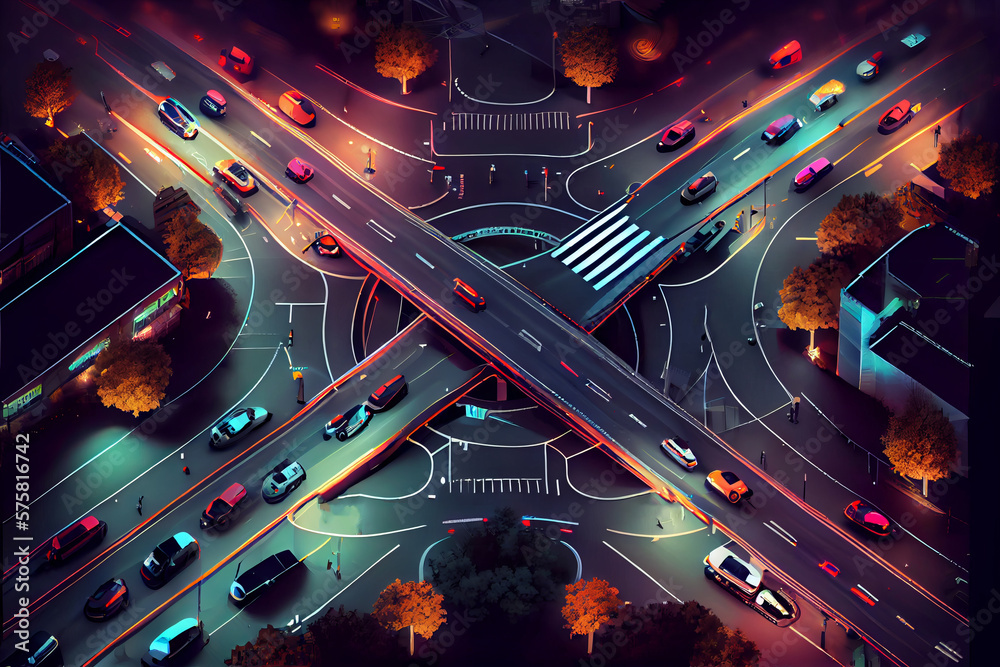 Expressway top view, Road traffic an important infrastructure ...