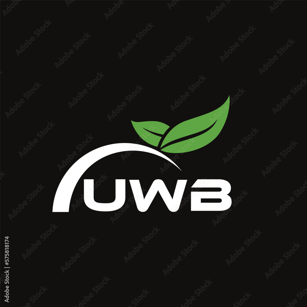 UWB letter nature logo design on black background. UWB creative ...