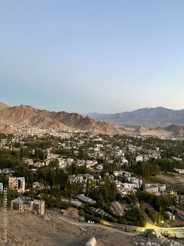 Leh Ladakh at night. Leh Ladakh is the capital and largest town of ...