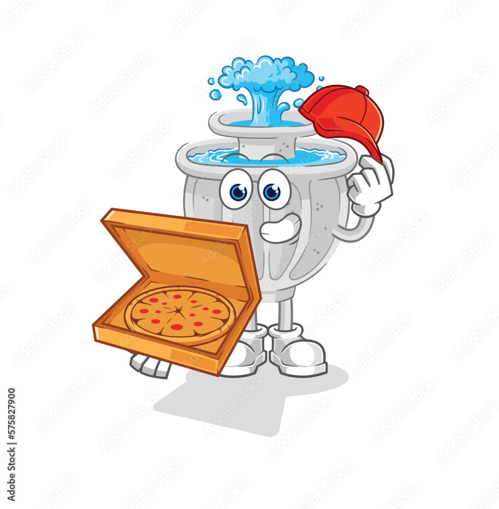 water fountain pizza delivery boy vector. cartoon character Stock ...