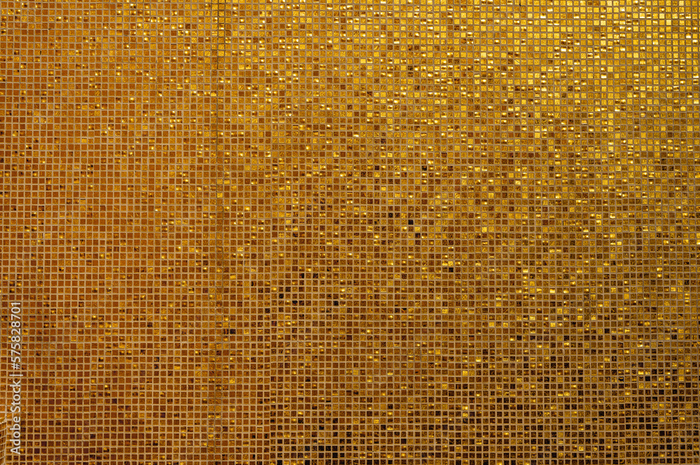 Small gold tile texture. Small golden tiles arranged to fit it into ...