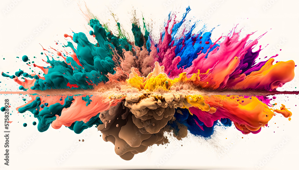 Generative AI illustration of a Creative Art Colorful Liquid Explosion ...