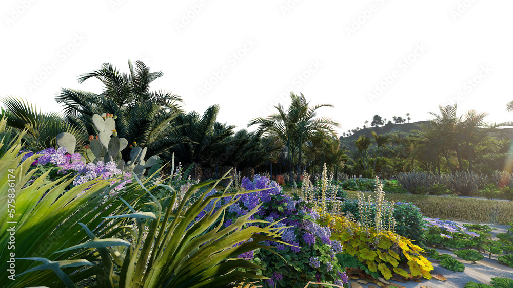 Rainforest wallpaper on a transparent background. 3D rendering Stock ...
