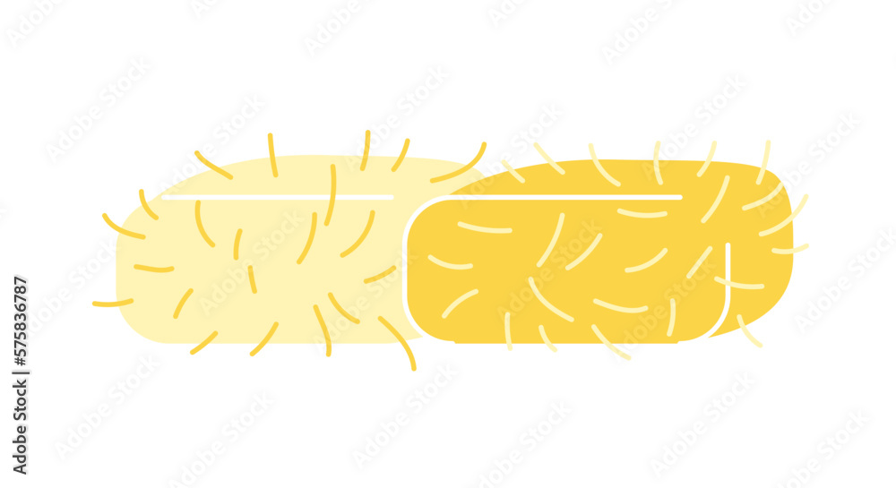 Bale of hay. Sticker with square haystacks in hayloft. Pile of dry ...