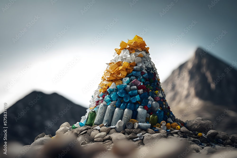 Global environment problem of plastic waste pollution planet Earth on white isolated background ...