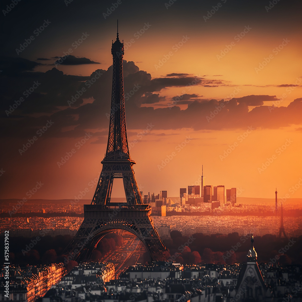 famous city skyline at sunset. The image could capture the city's most ...