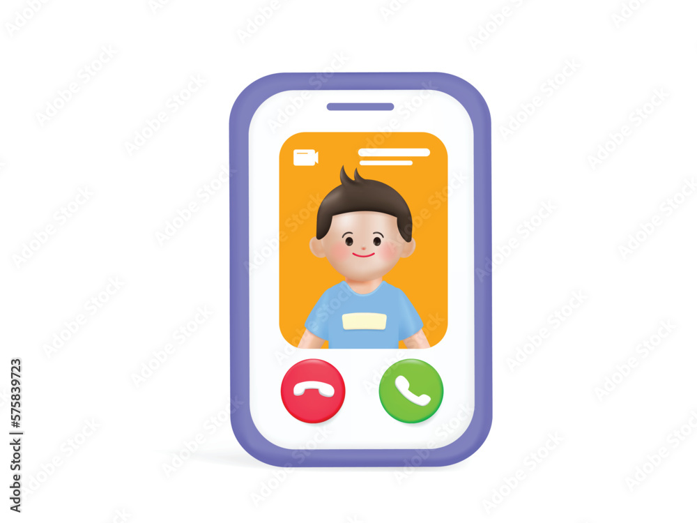 3d Virtual Conference Video call communication. Calling phone contact ...