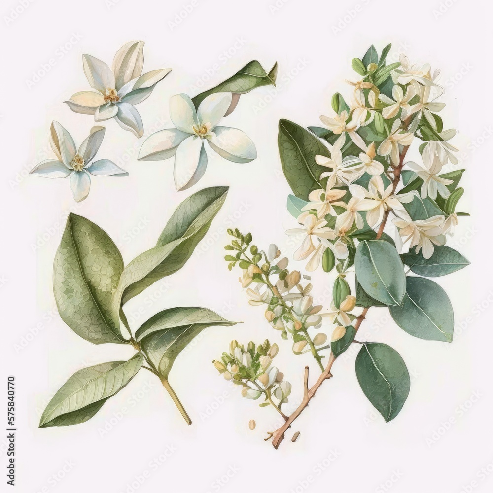 Watercolor Stephanotis Flower Floral Clipart Isolated on White ...