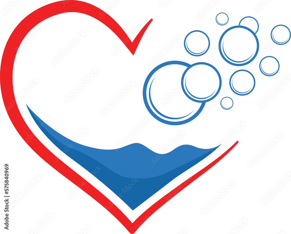 Heart shaped logo with bubbles popping out from side to show unique ...