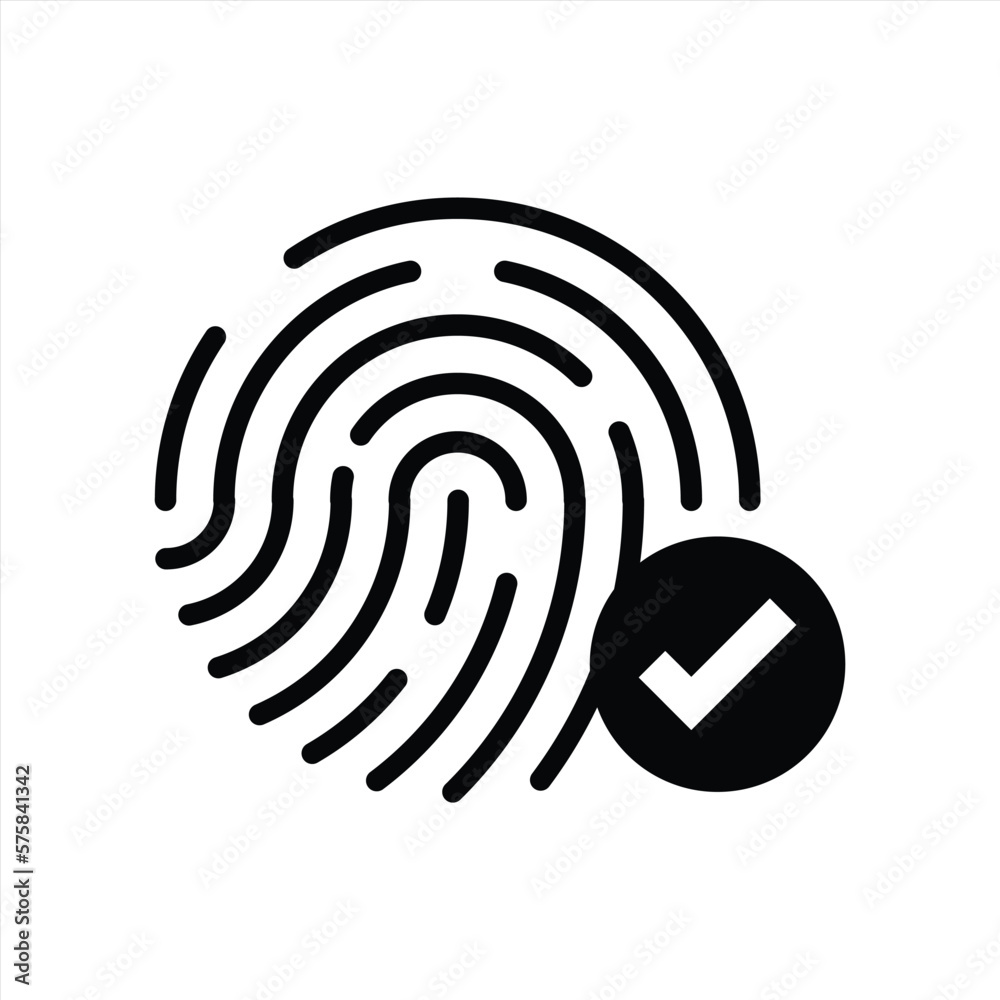 Fingerprint icon. Fingerprint accepted identification icon for apps and ...