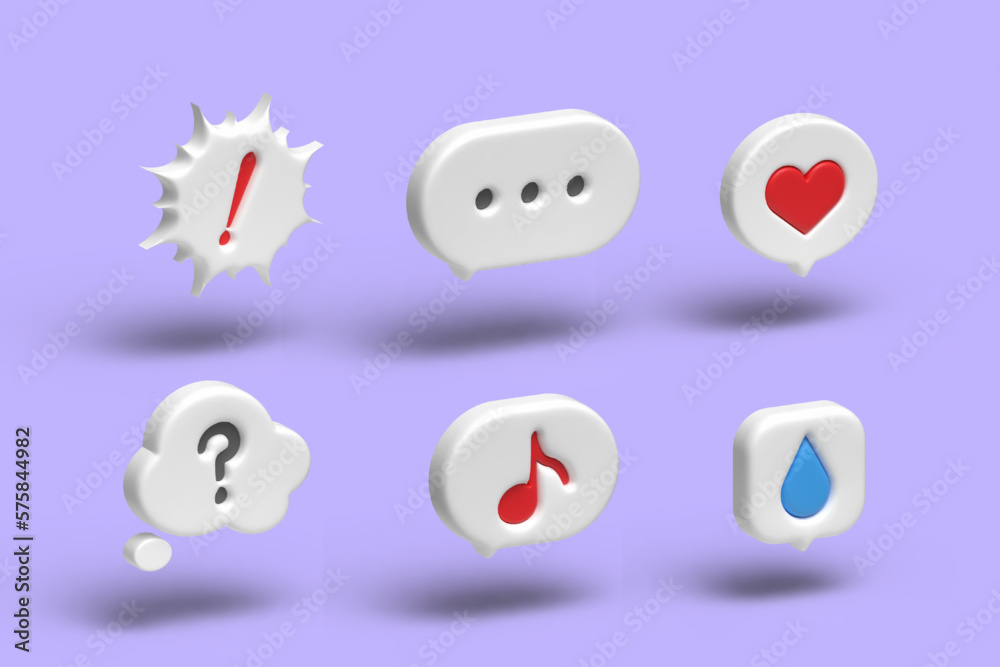 Purple background, emotional expression speech bubble set, vector image ...