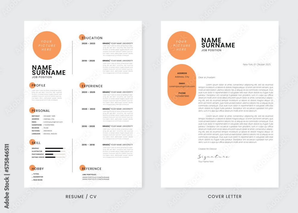 Minimalist CV Resume and Cover Letter Design Template. Super Clean and ...