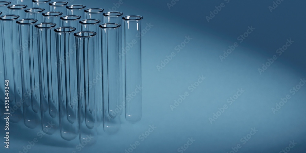 Empty Chemical lab glass tubing on tube background. 3d rendering Stock ...