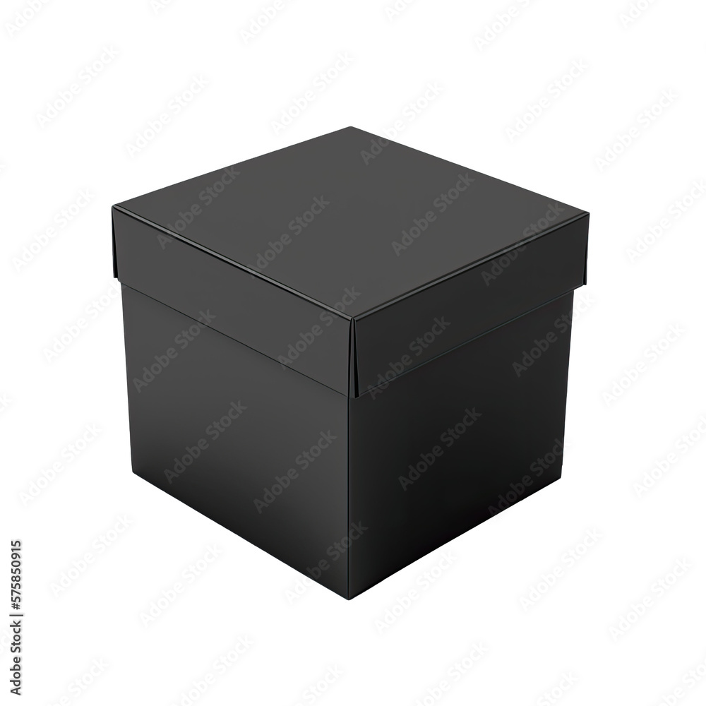 Cardboard box isolated on transparent background. Black cardboard box ...