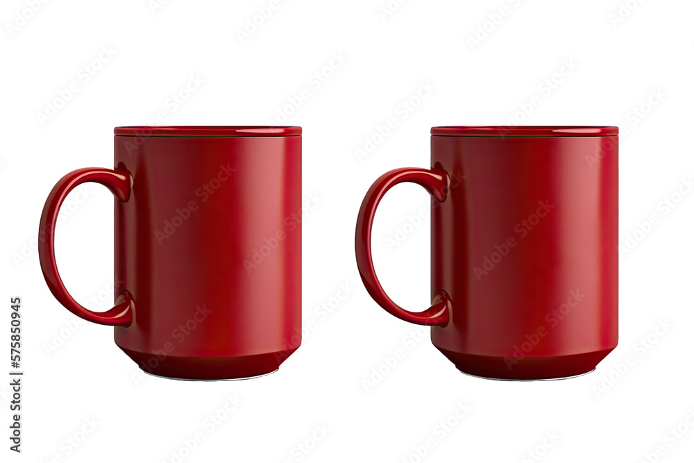 Red mug isolated. Red ceramic mug. Red mug mock up isolated on ...