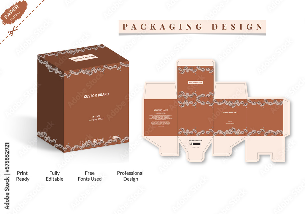3D Packaging design, luxury box Packaging design template, Box die line ...