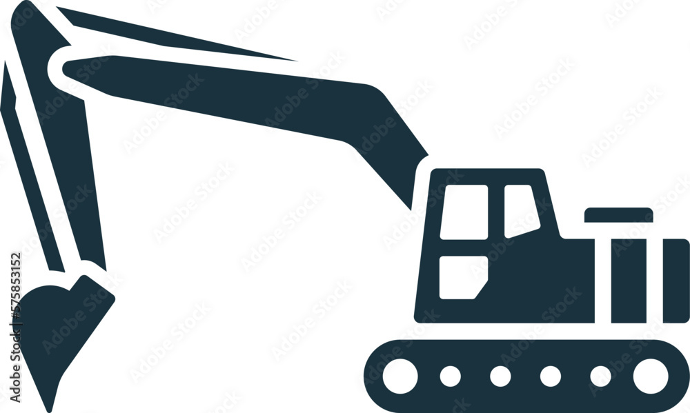 Excavator icon. Monochrome simple sign from construction instruments ...