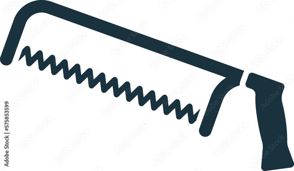 Hacksaw icon. Monochrome simple sign from construction instruments ...