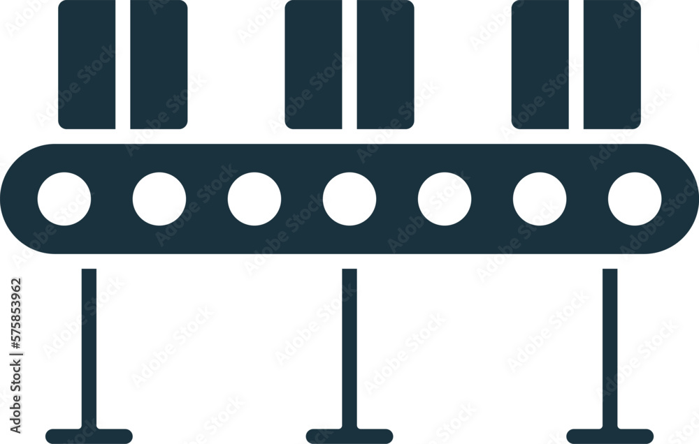 Conveyor belt icon. Monochrome simple sign from construction ...