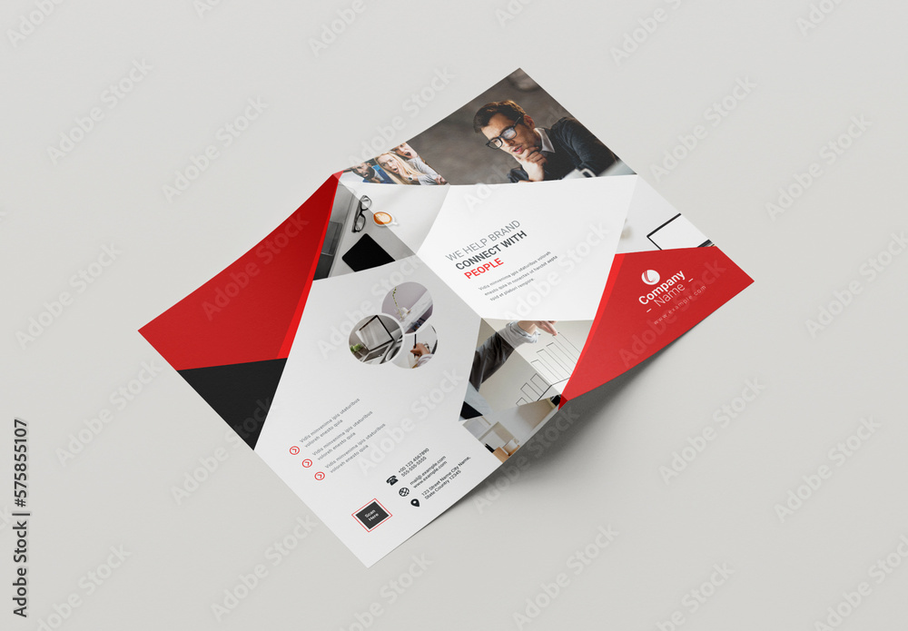 Red Color Bifold Brochure Layout Stock Template | Adobe Stock