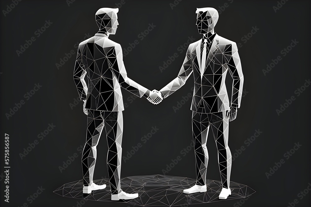 a black and white photo of two men shaking hands, endless collaboration ...