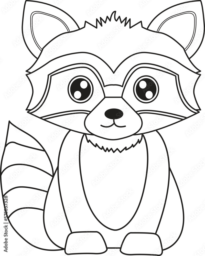 Cute Raccoon Coloring Page