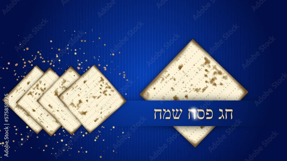 Festive animated blue background with matzah bread slices and Happy ...