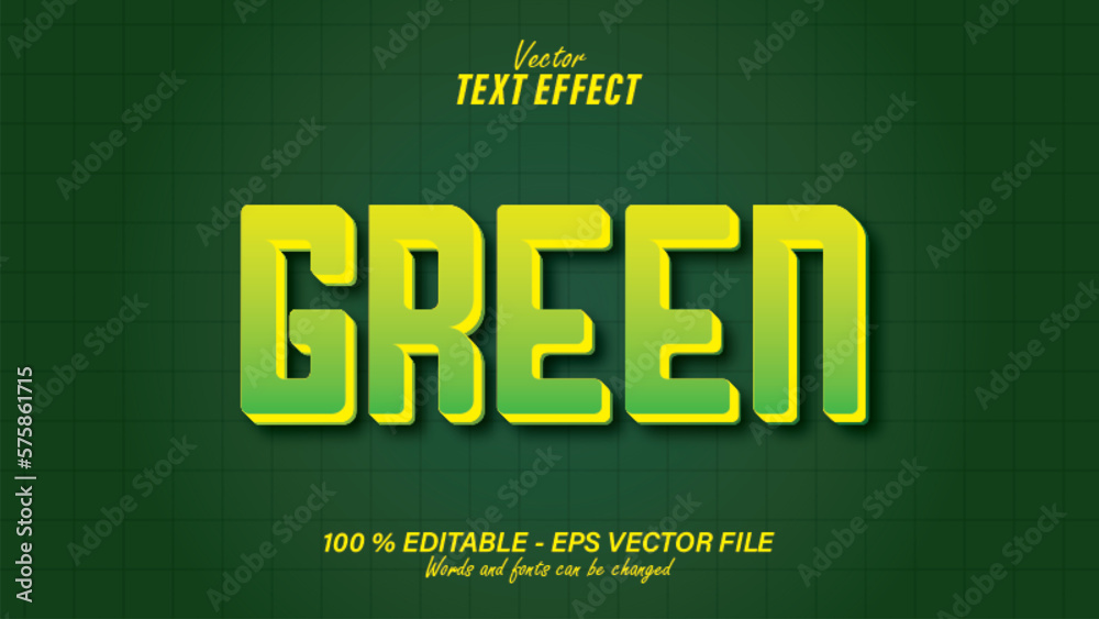 Green text effect template editable eps file Stock Vector | Adobe Stock