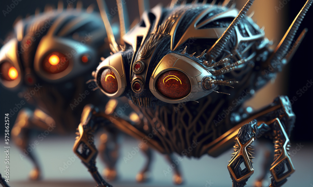 Microscopik view of a nanorobot. Futuristic concept of nanoid robotics ...