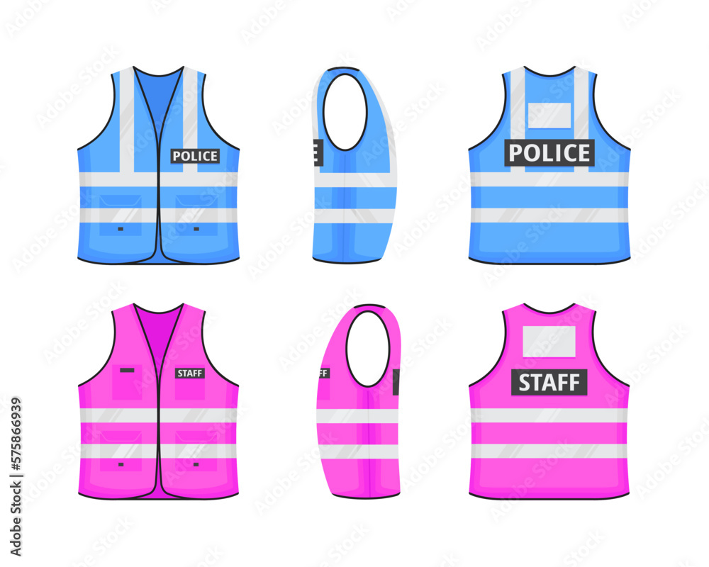 Safety reflective vest with labels tag flat style design vector ...